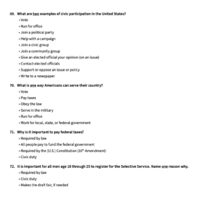 2025 U.S. Citizenship Civics Test (128 Questions) - The Law Offices of ...