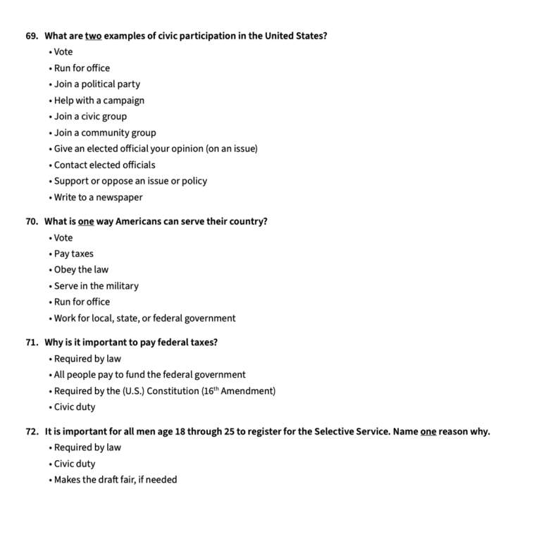 2025 U.S. Citizenship Civics Test (128 Questions) - The Law Offices of ...