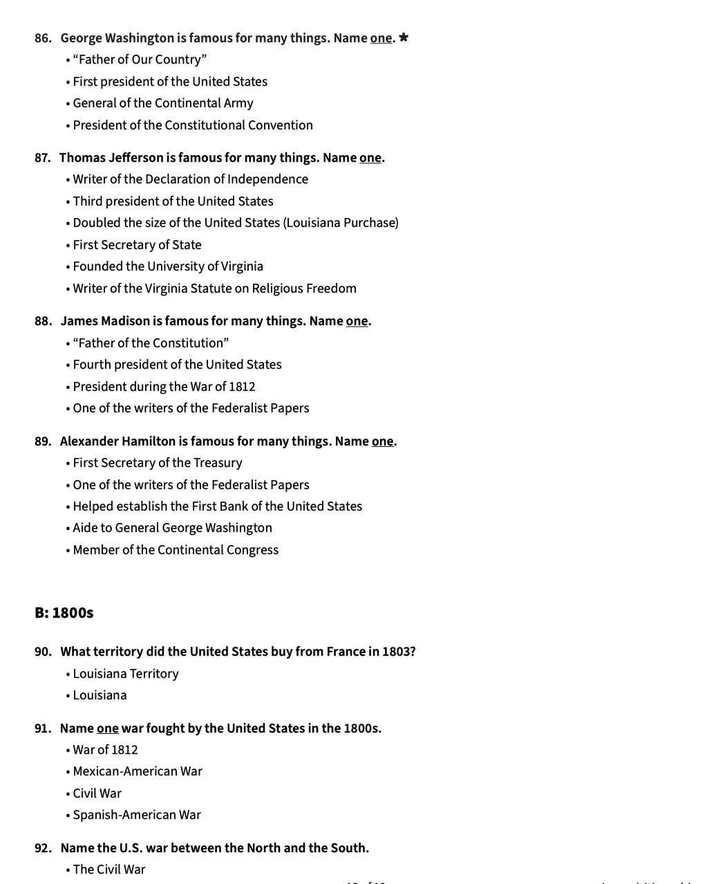 2025 U.S. Citizenship Civics Test (128 Questions) - The Law Offices of ...