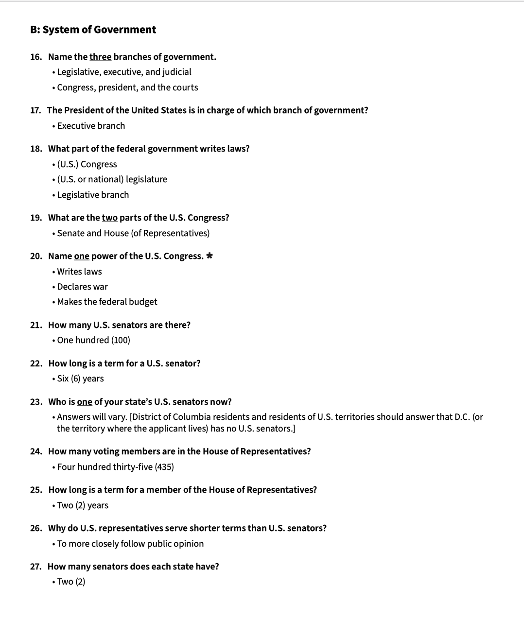 2025 U.S. Citizenship Civics Test (128 Questions) - The Law Offices of ...