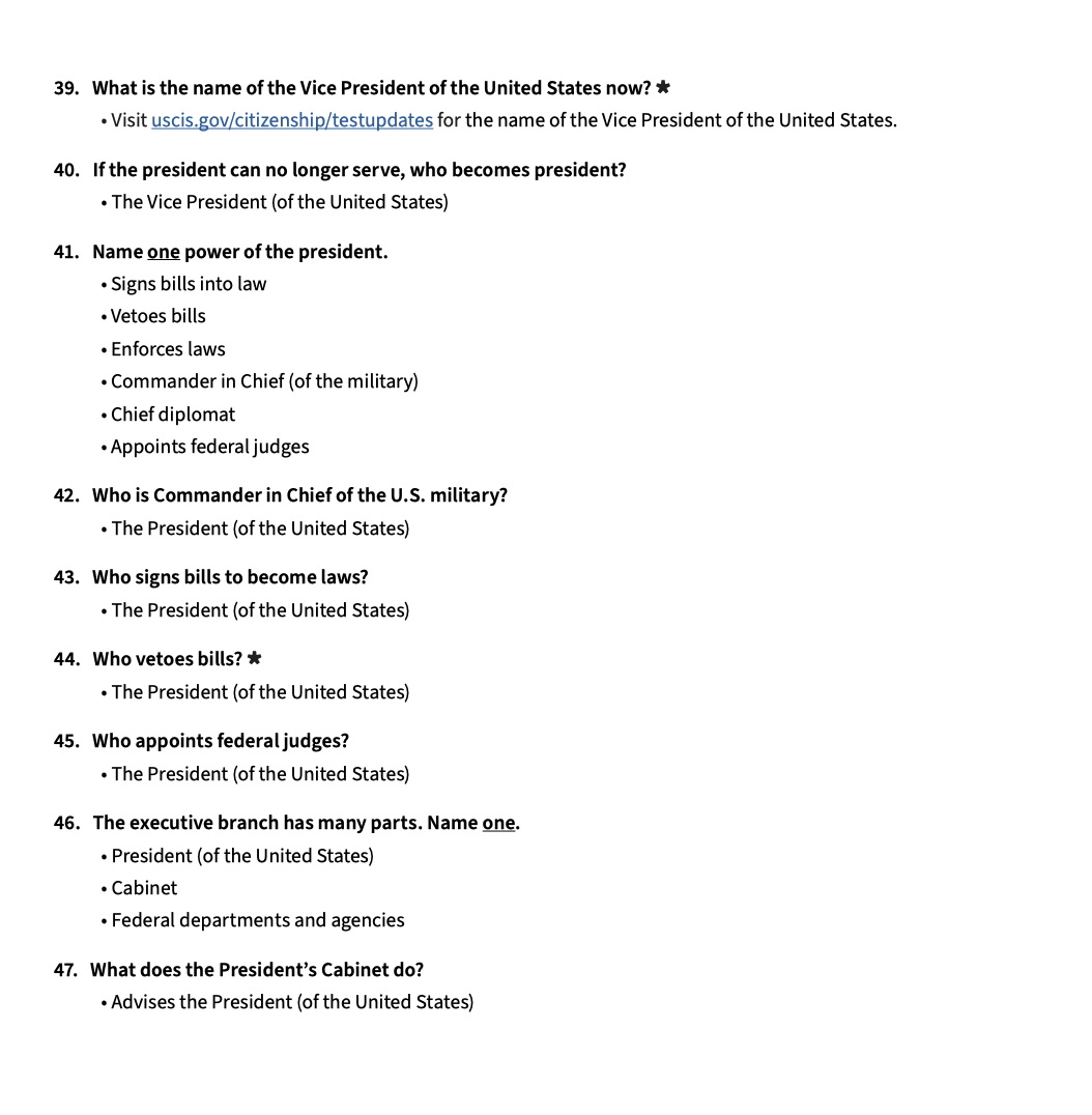 2025 U.S. Citizenship Civics Test (128 Questions) - The Law Offices of ...