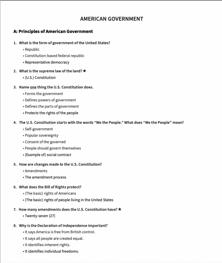 2025 U.S. Citizenship Civics Test (128 Questions) - The Law Offices of ...