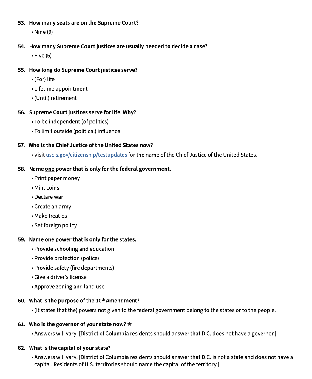 2025 U.S. Citizenship Civics Test (128 Questions) - The Law Offices of ...